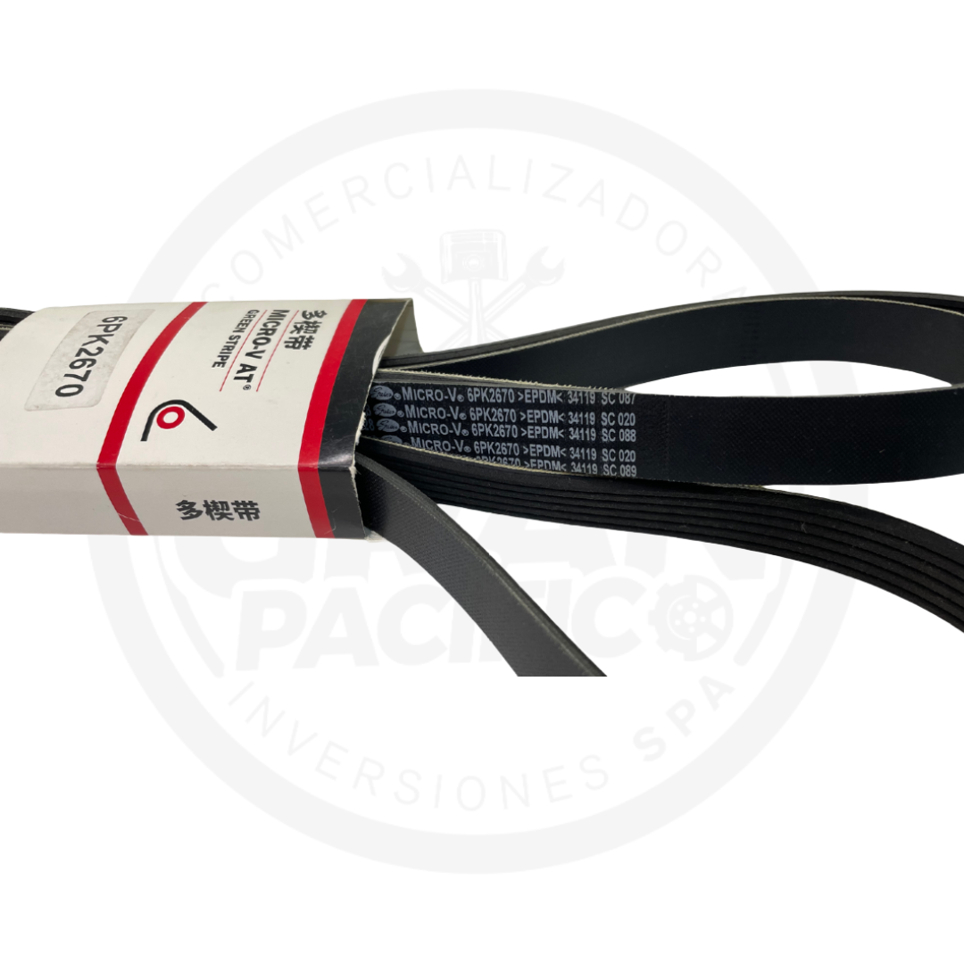 CORREA DE ACCESORIOS 6PK2670 + PATIN TENSOR DE ACCESORIOS T60 2.8LT ...